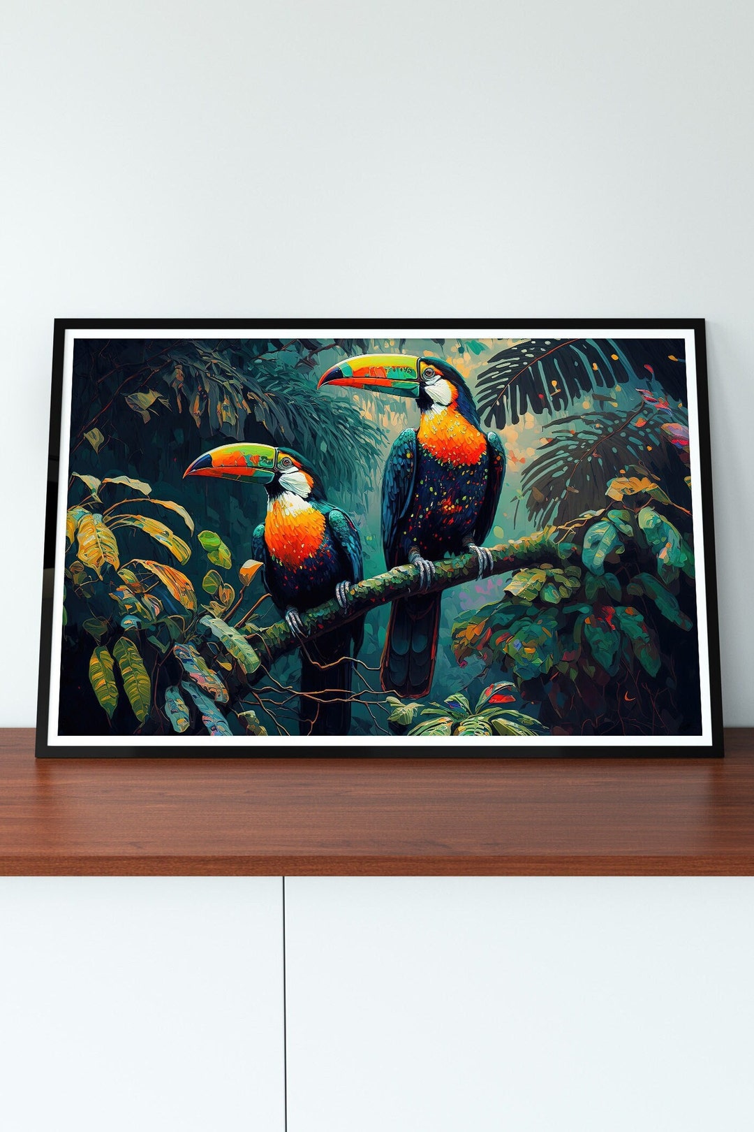 Amazon Rainforest Waterfall Toucan Painting Gift for Nature - Etsy