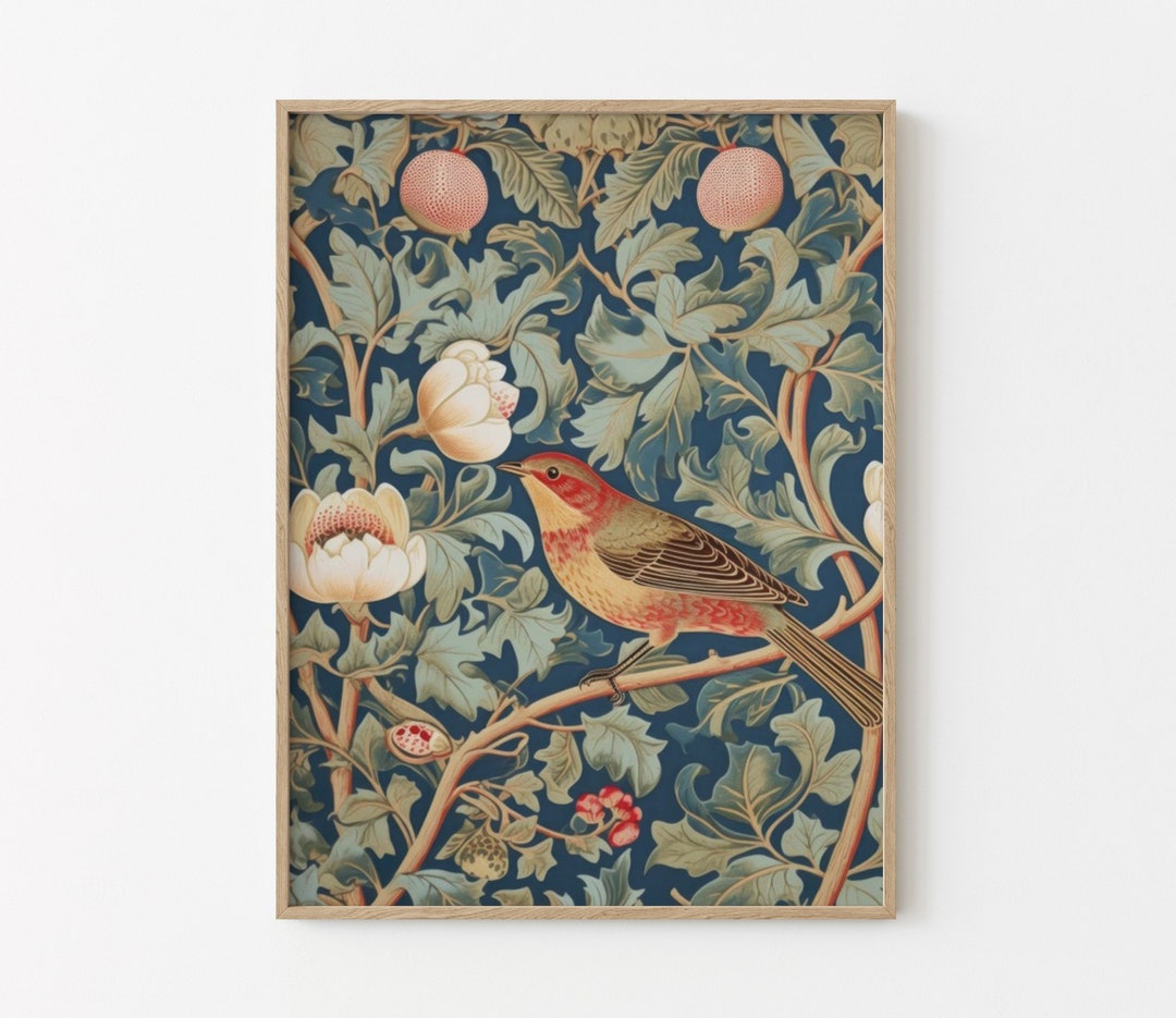 William Morris Inspired Bird Print, Art Nouveau Decor, Botanical Print ...