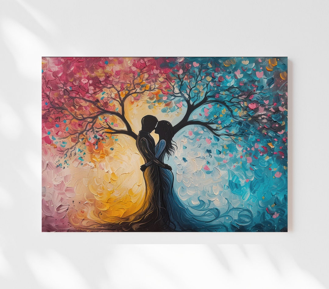 Tree of Love Panting Canvas Soulmate Wall Art Intricate Artwork Vibrant ...
