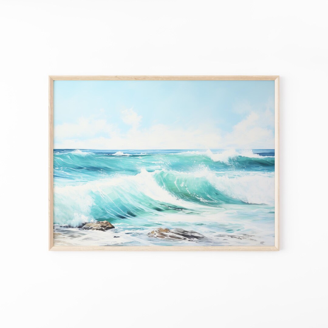 Ocean Painting Print | Beach Oil Painting Print | Ocean Wall Art ...