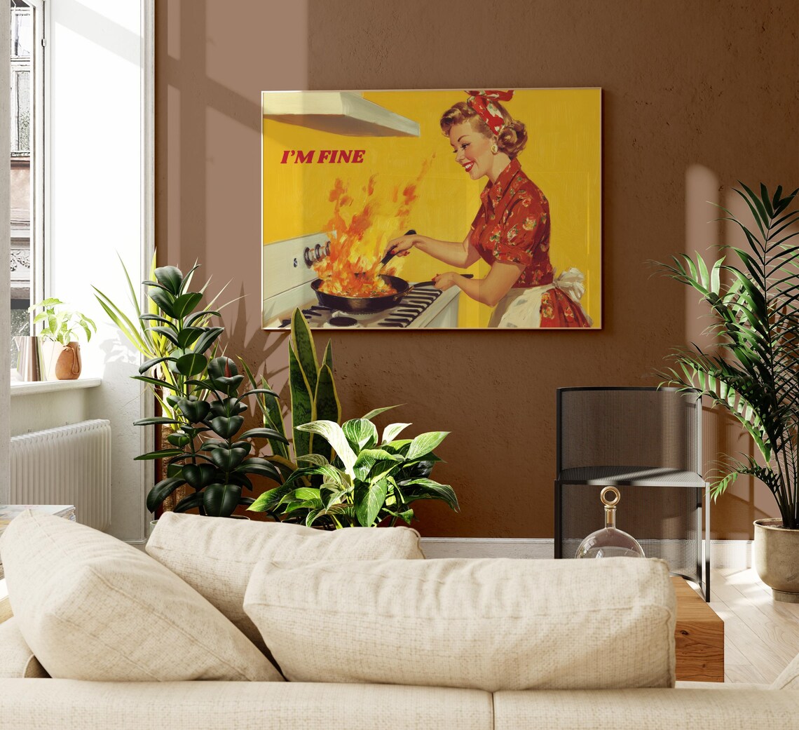 Funny Kitchen Art Print | Retro 50s Poster | Vintage Cooking Wall Art ...