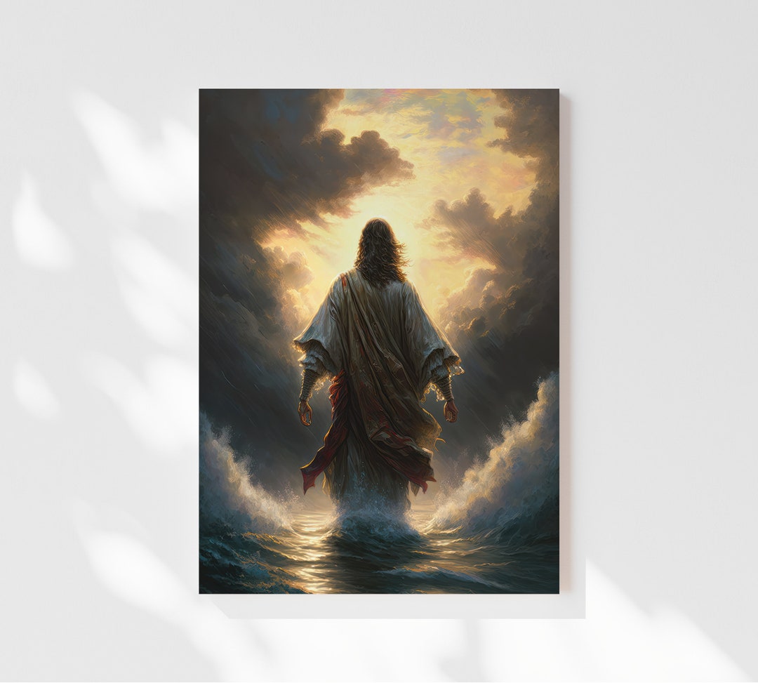 Jesus Christ Walking on Water Original Oil Painting Canvas Print ...