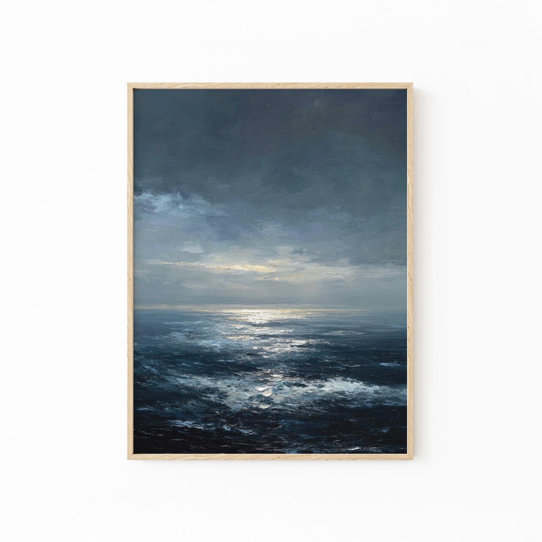 Muted Ocean Painting Print | Coastal Beach Art | Minimalist Seascape ...