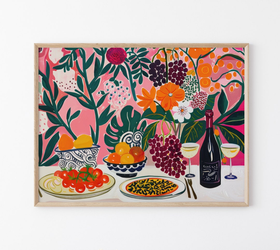 Dinner Table Food Abstract Paining | Retro Food Art | Vintage Food ...