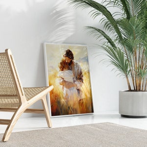 Holy Embrace Oil Painting Print, Jesus Portrait, Jesus Print, Jesus ...