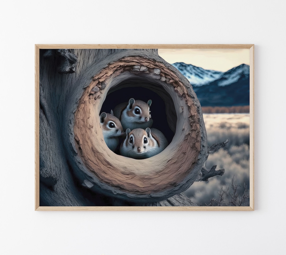 Cute Japanese Dwarf Flying Squirrels Hiding in Tree, Momonga Squirrel ...