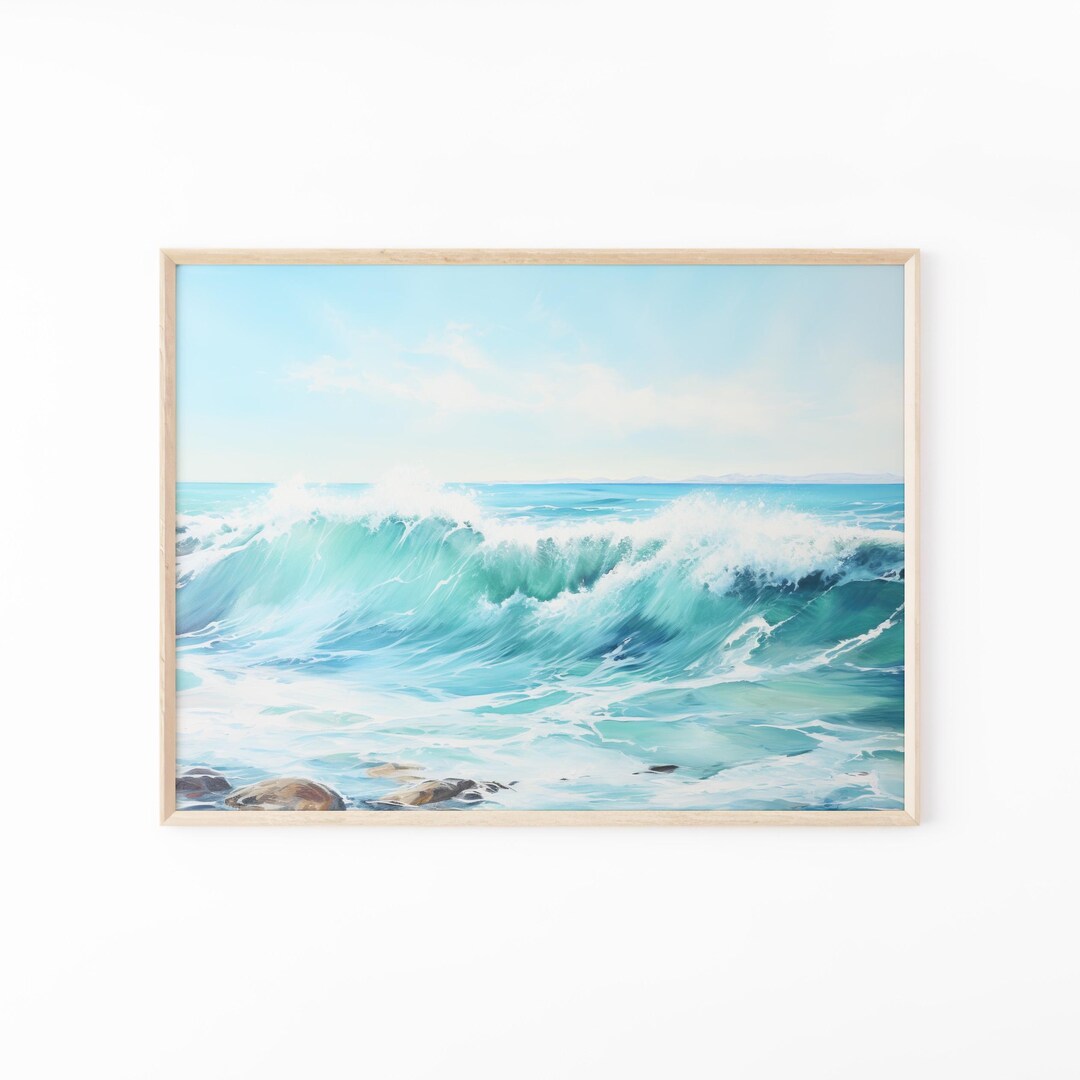 Ocean Painting Print | Beach Oil Painting Print | Ocean Wall Art ...