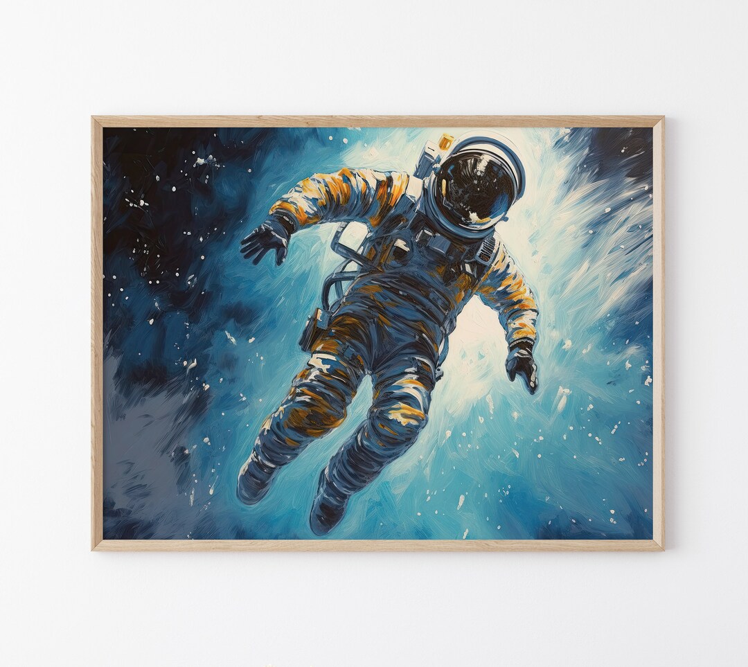 Astronaut Spacewalking in Beautiful Space Original Painting Artwork ...