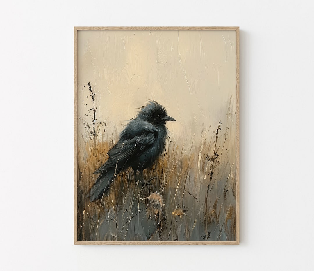 Bird Nested Oil Painting Print | Bird Wall Art, Dark Academia | Antique ...