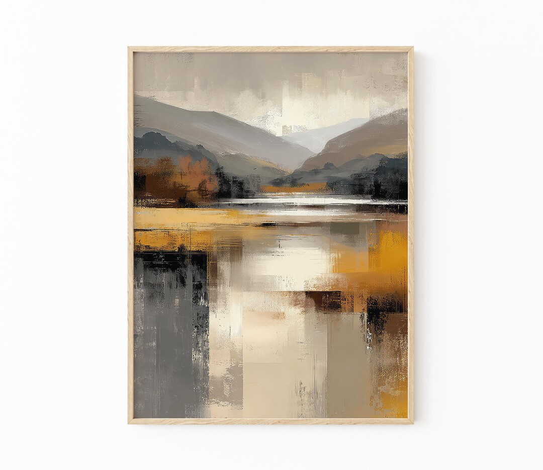 Yellow Abstract Landscape Oil Painting Print | Home Decor | Beautiful ...