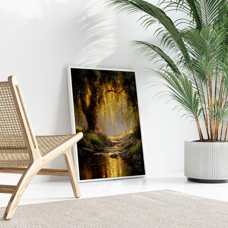 Willow Tree Fairies Oil Painting Print | Cottagecore Decor | Dark ...