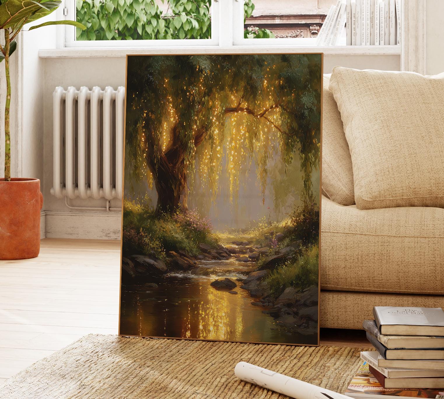 Willow Tree Fairies Oil Painting Print | Cottagecore Decor | Dark ...