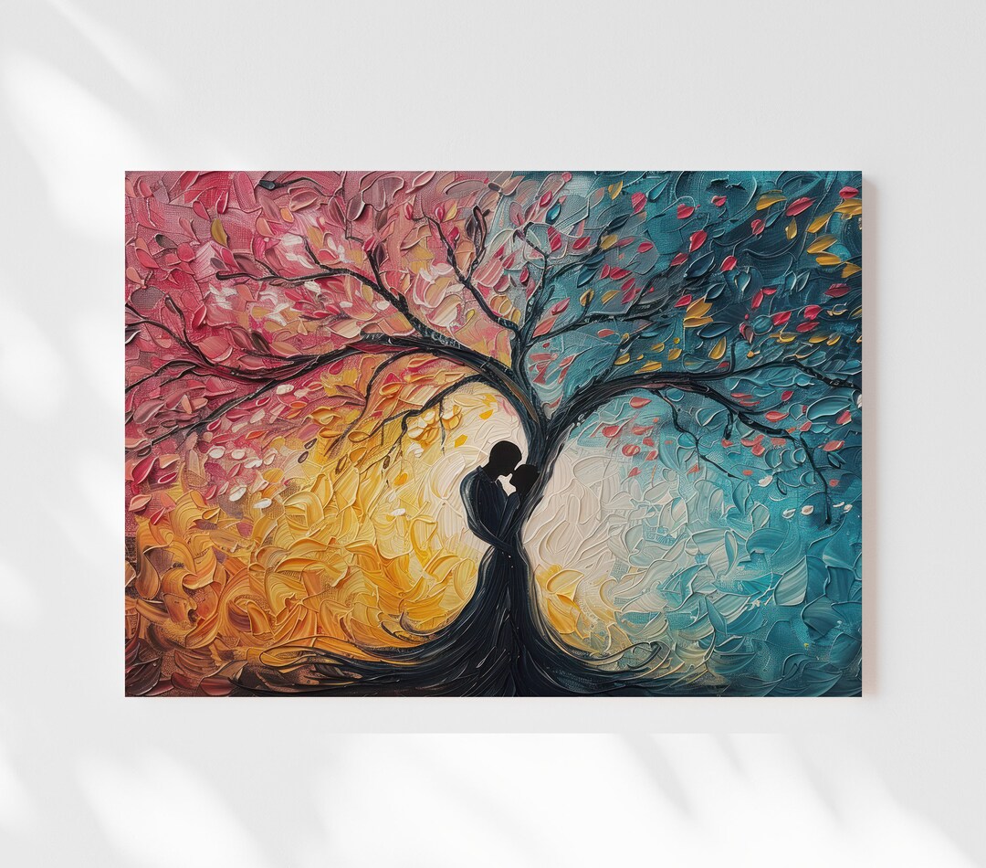 Tree of Love Panting Canvas Soulmate Wall Art Intricate Artwork Vibrant ...