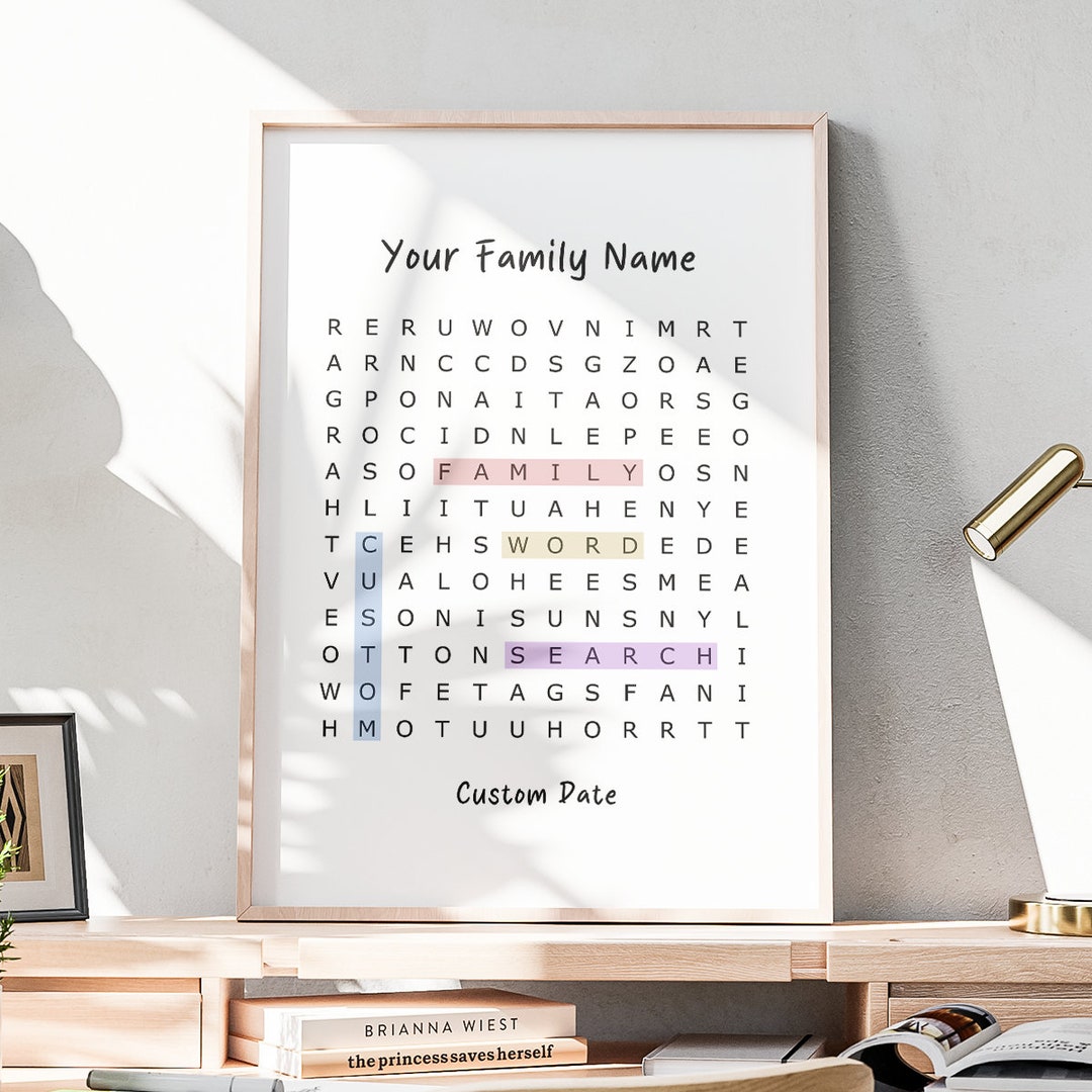 Custom Word Search Poster, Personalized Word Search Download, Family ...