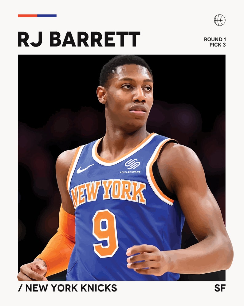 RJ Barrett Poster, New York Knicks Poster, NBA Poster, Minimalist ...