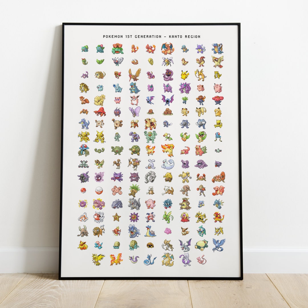 Pokemon Gen 1 Pixel Art Poster, Pokemon Wall Art, Pokemon Poster ...