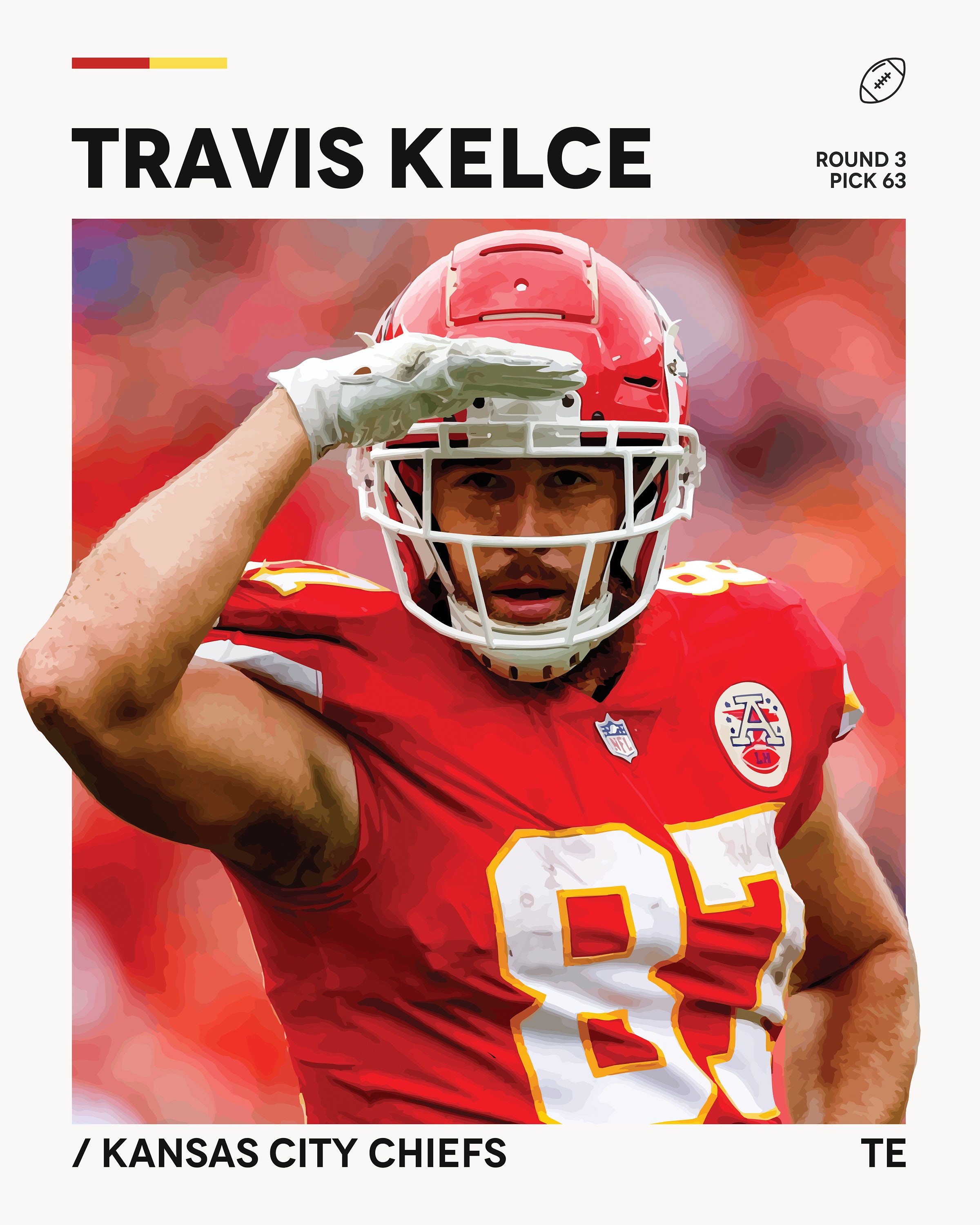 Travis Kelce Poster, NFL Poster, Kansas City Chiefs Poster Print ...