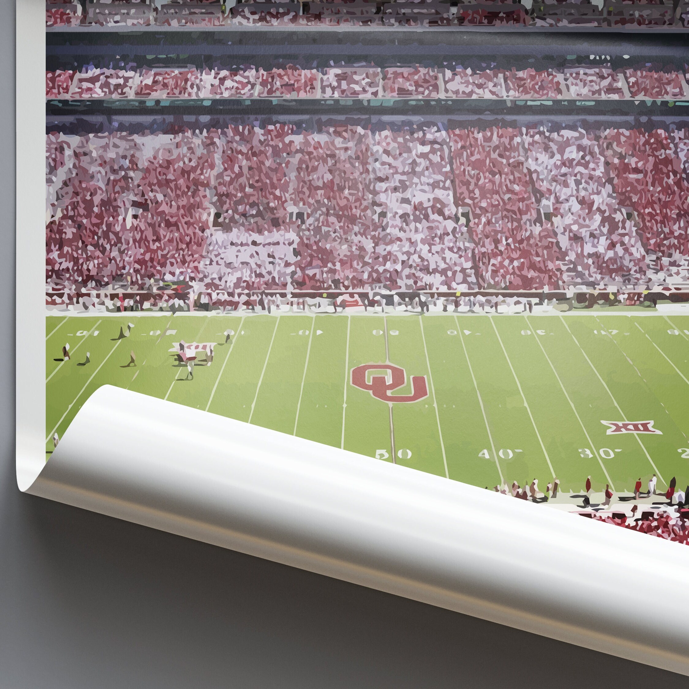 Oklahoma Memorial Stadium Poster, Oklahoma Sooners Poster, Minimalist ...
