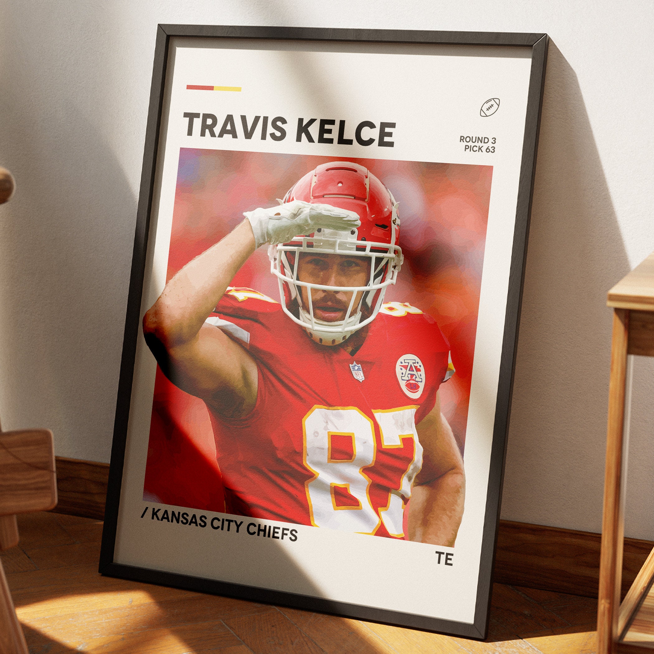 Travis Kelce Poster, NFL Poster, Kansas City Chiefs Poster Print ...