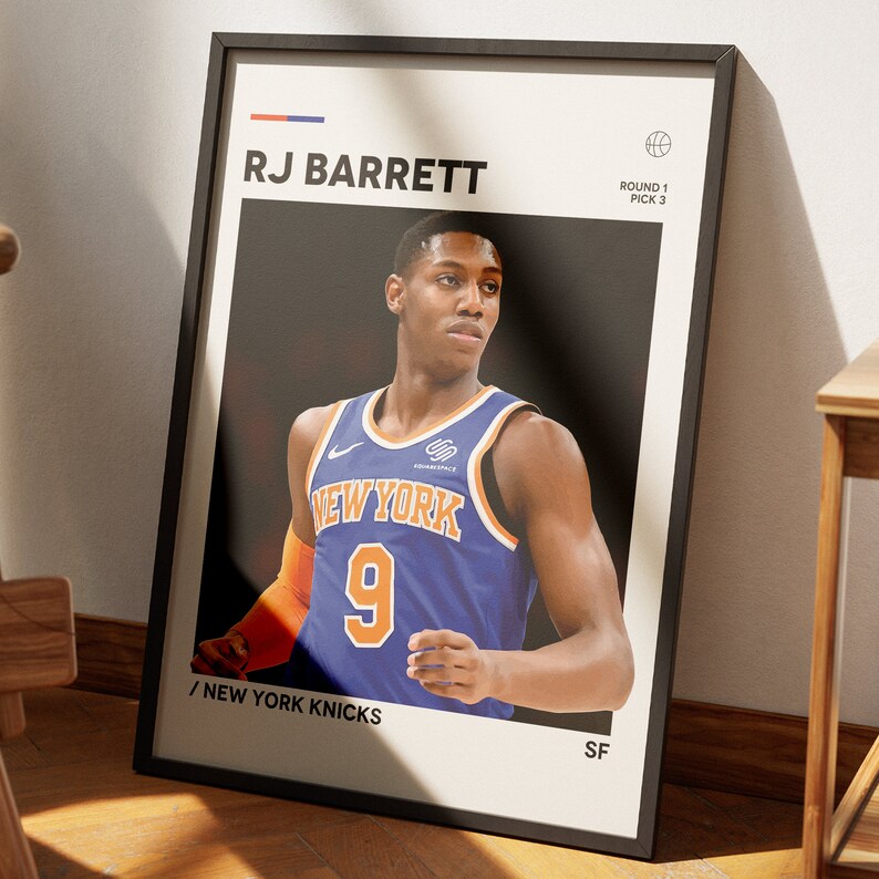RJ Barrett Poster, New York Knicks Poster, NBA Poster, Minimalist ...