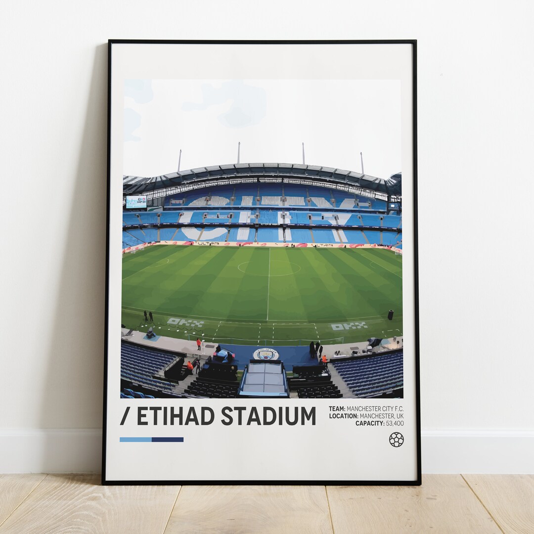 Etihad Stadium Poster, Manchester City FC, Fußball Poster Download ...