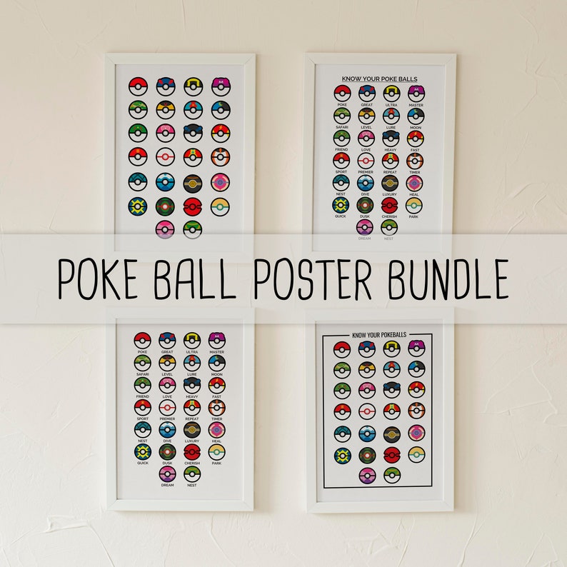 Pokemon Poke Ball Poster, Pokemon Wall Art, Pokemon Poster, Pokemon ...