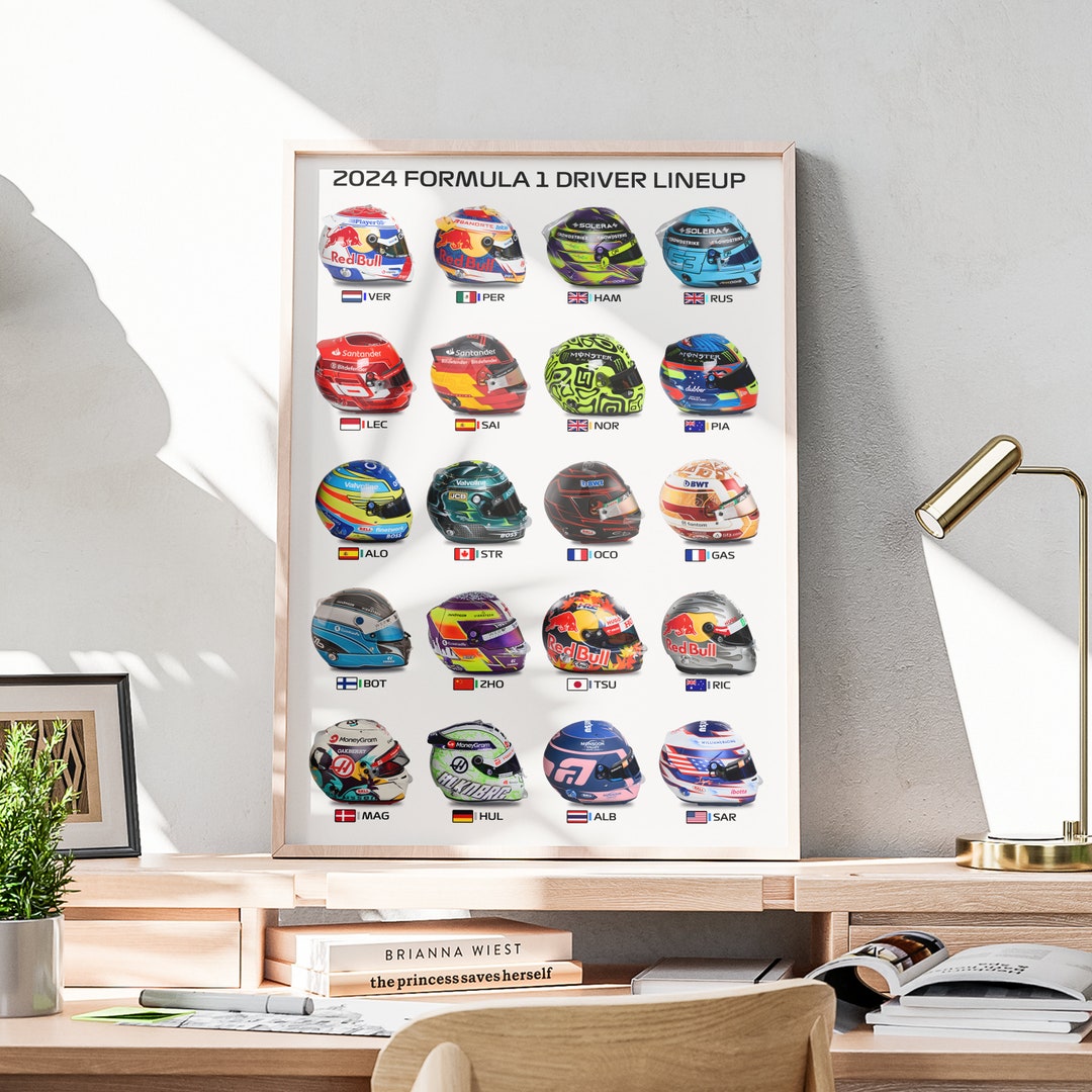 2024 Formel 1 Fahrer Helme Lineup, F1 Wandkunst, Formel 1 Geschenk, Formel 1 Poster, Formel 1 ...