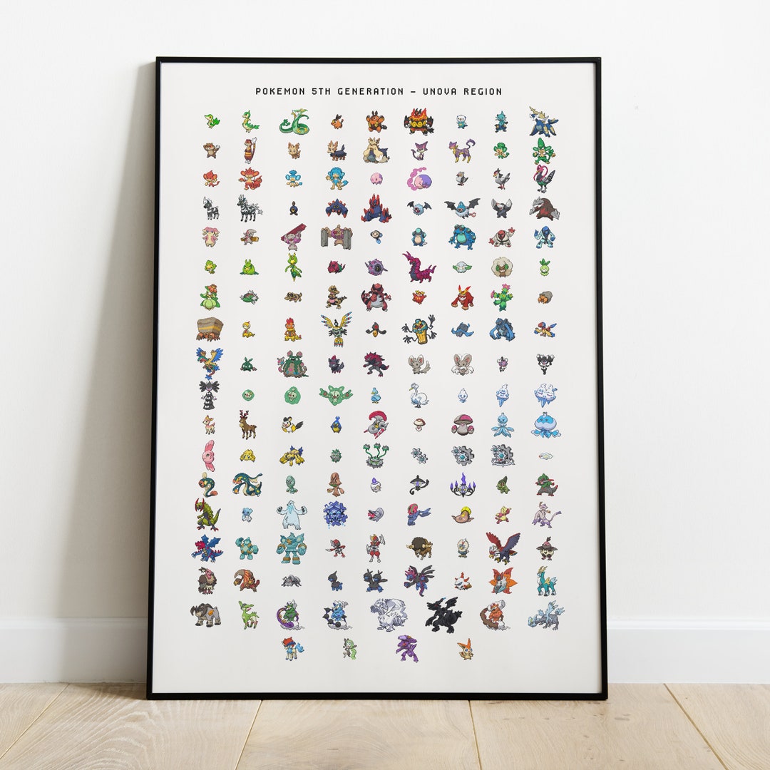 Pokemon Gen 5 Pixel Art Poster, Pokemon Wall Art, Pokemon Poster ...
