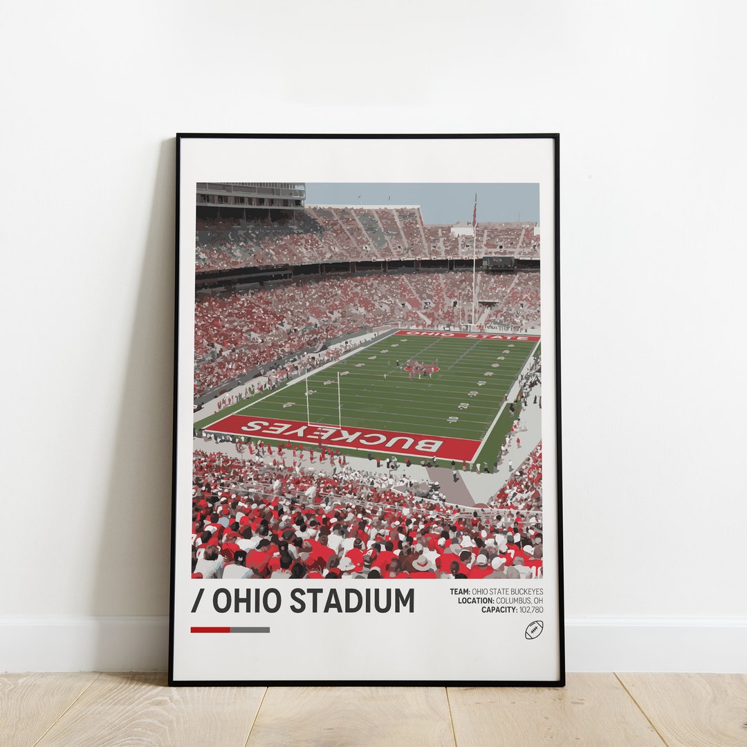Ohio Stadium Poster, Ohio State Buckeyes Poster, Minimalist Sports ...