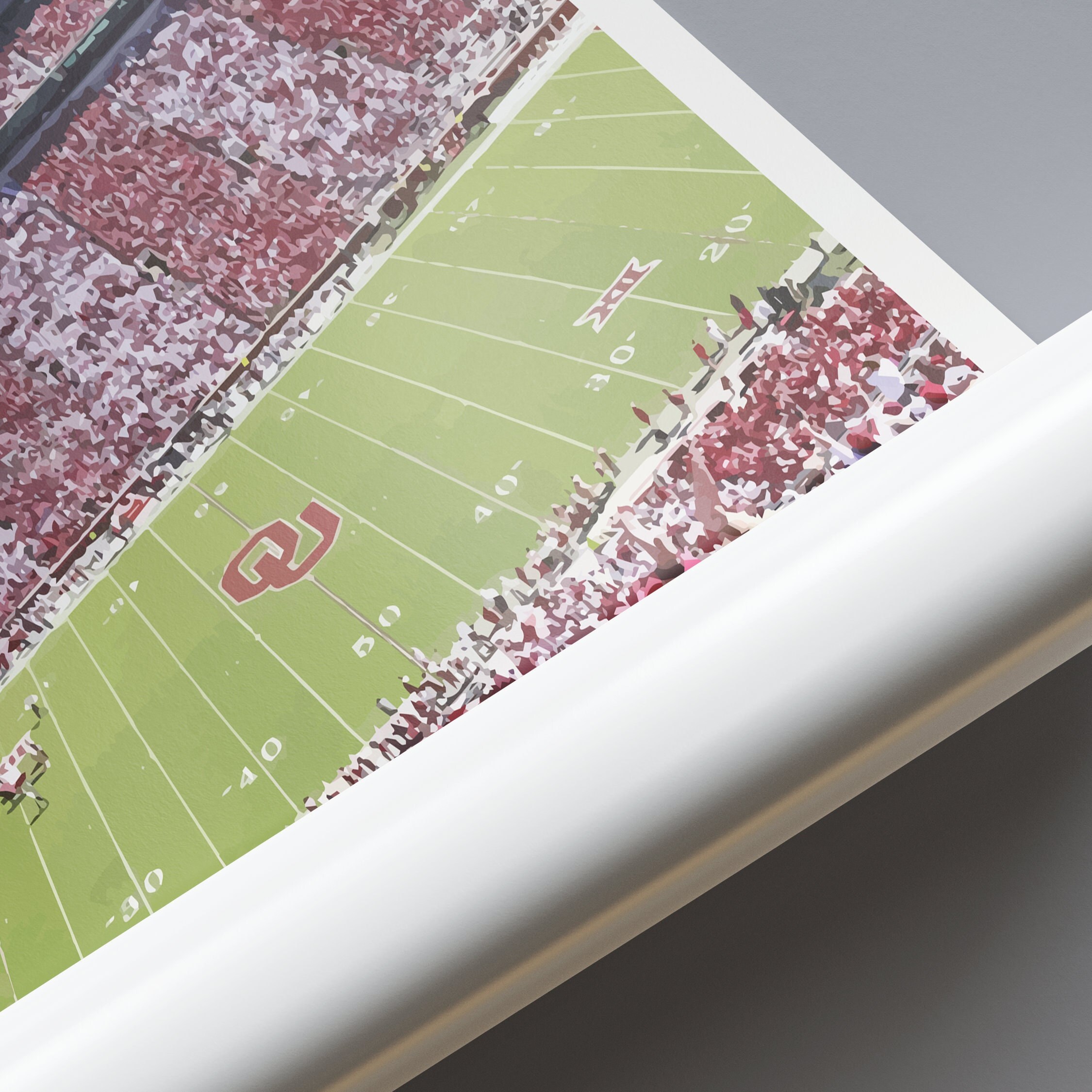 Oklahoma Memorial Stadium Poster, Oklahoma Sooners Poster, Minimalist ...