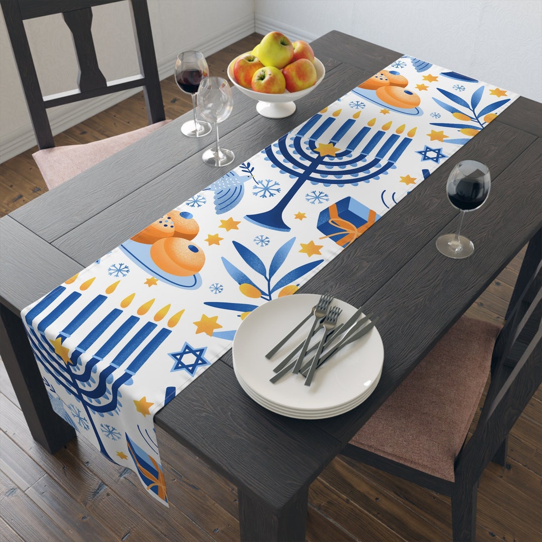 Hanukkah Table Runner, Menorah Table Runner, Jewish Holiday, Hanukkah ...