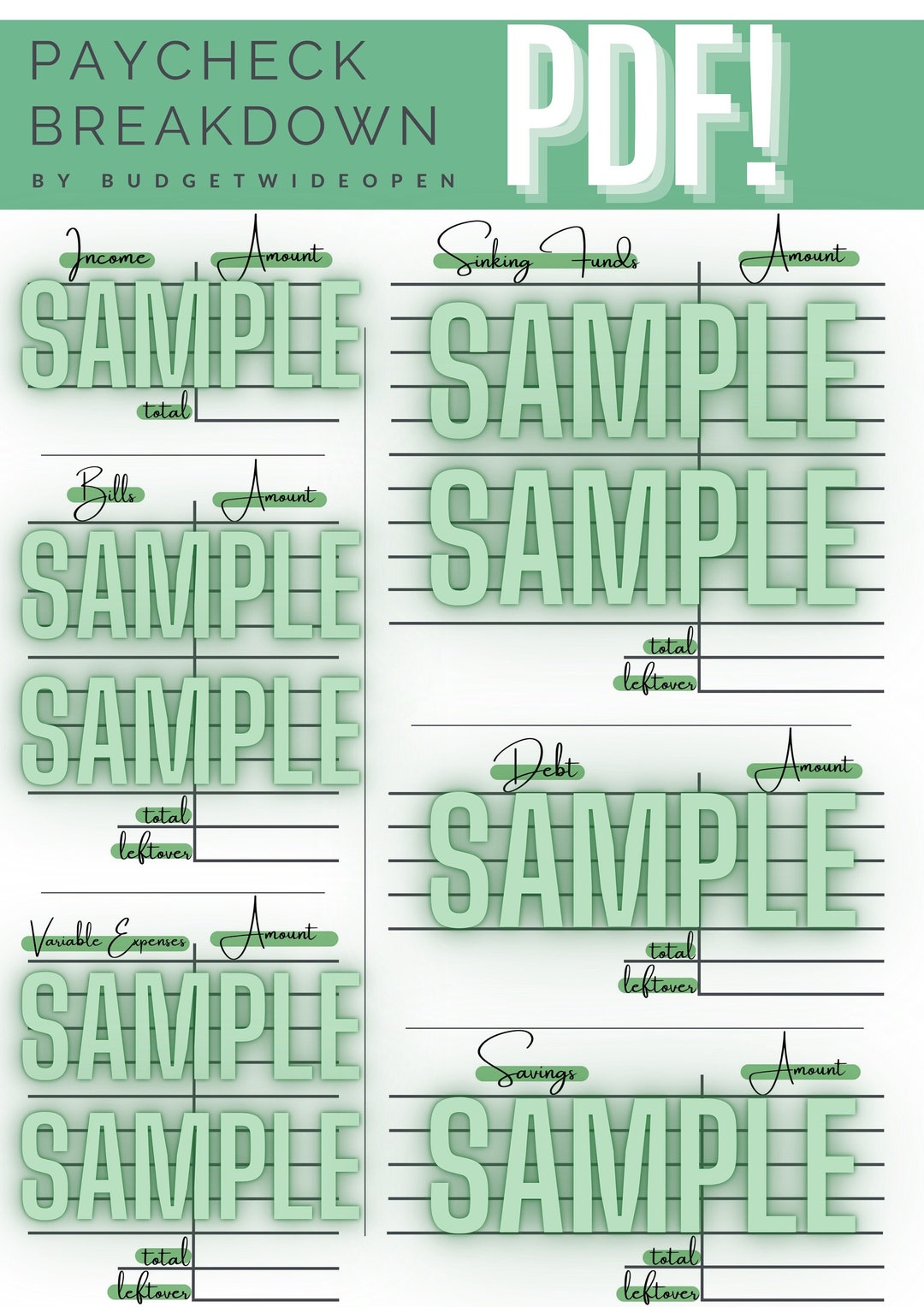 Paycheck Breakdown PDF (MOTHER NATURE) - Etsy