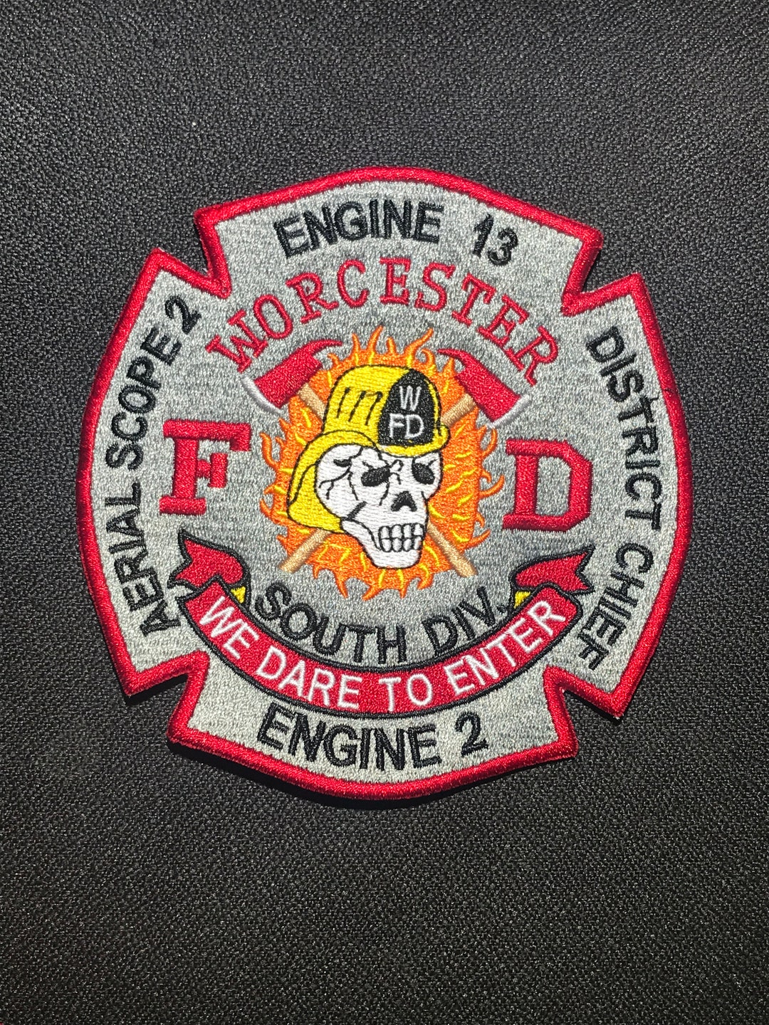 Worcester Fire Dept Engine-2 Engine-13 Aerial Scope-2 Chief Patch MA ...