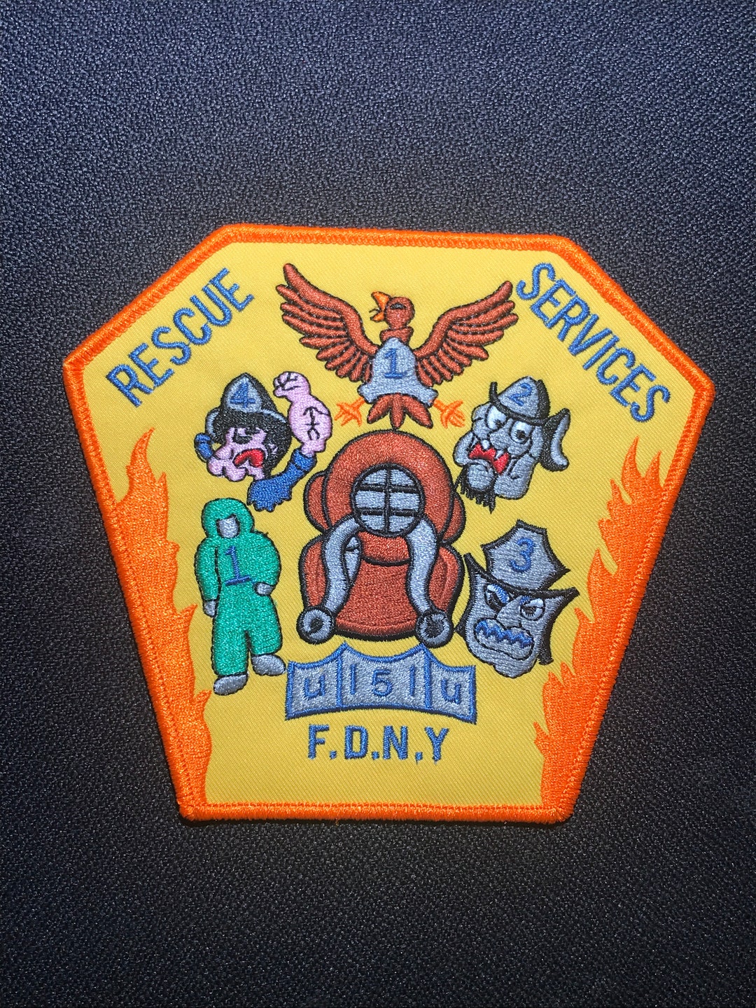 FDNY Rescue Services Fire Patch Rescue 1 2 3 4 5 Md Va Calfire Ca Va Ohio Pa Ct NH Vt La New ...