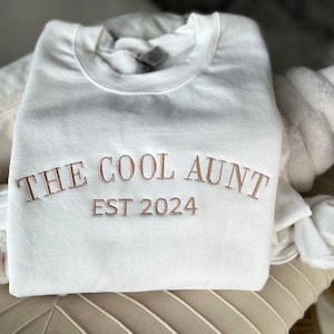 Embroidered Custom the Cool Aunt Sweatshirt, Personalized Aunt Hoodie ...