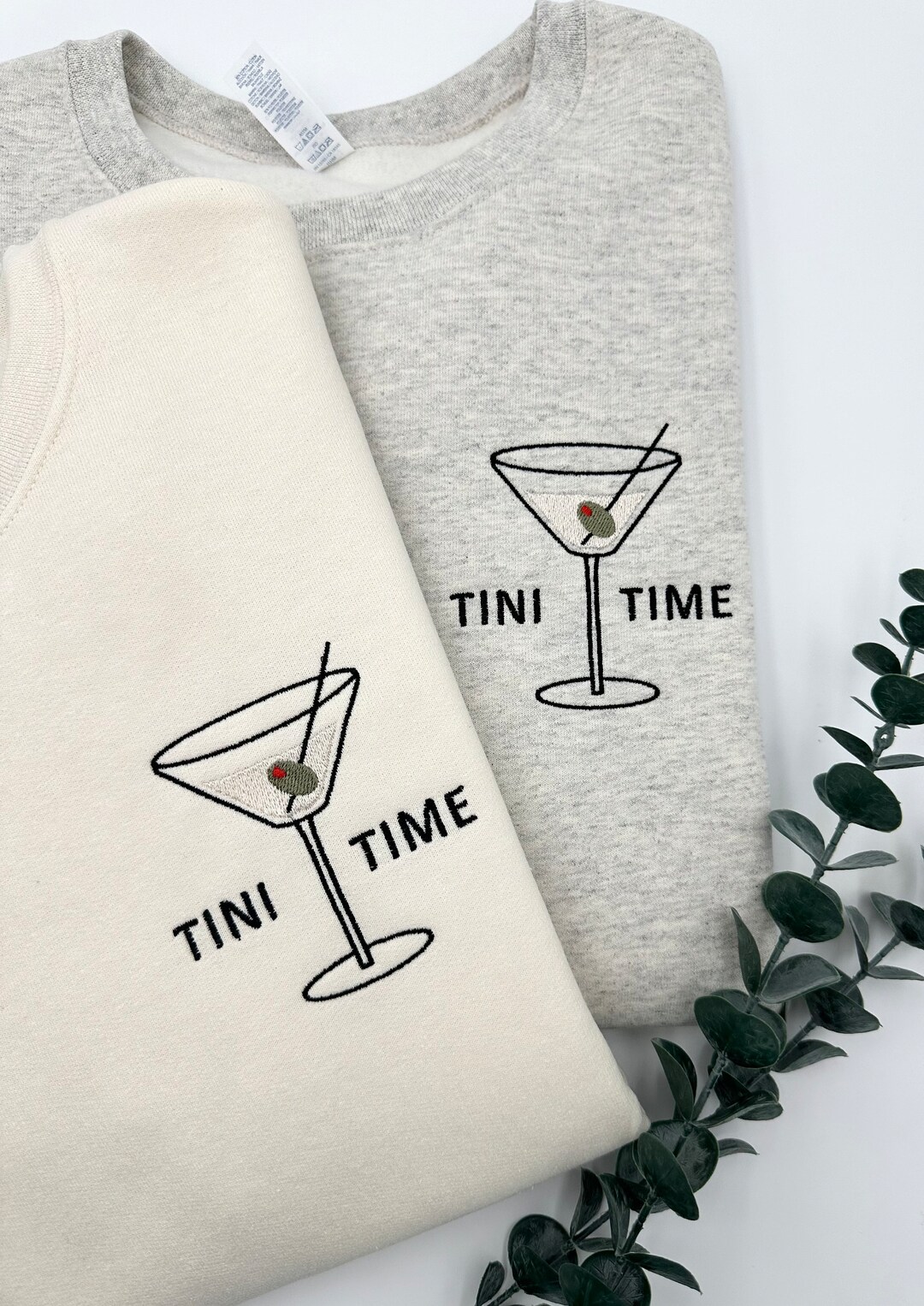 Embroidered Martini Sweatshirt: Tini Time Social Club Sweater - Etsy