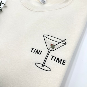 Embroidered Martini Sweatshirt: Tini Time Social Club Sweater - Etsy
