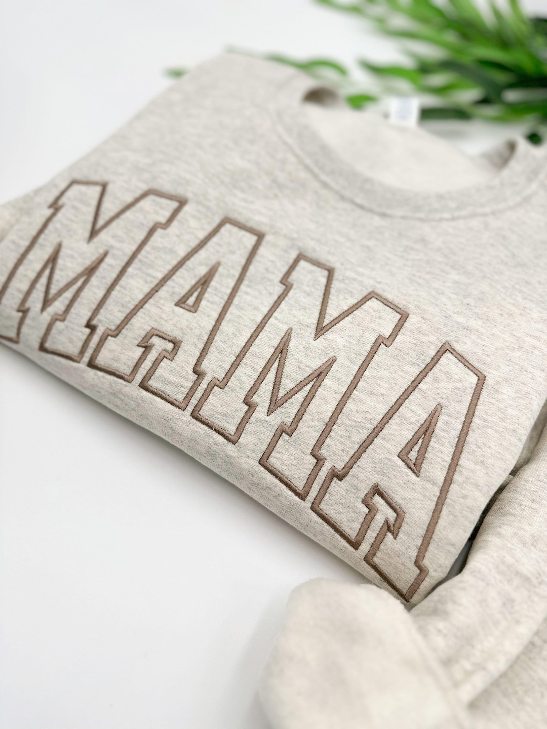 Embroidered Mama Sweatshirt, Suede Brown Thread, Oatmeal Heather ...