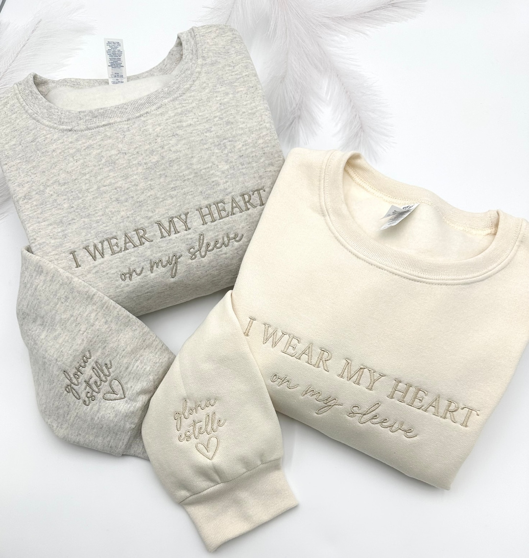 Embroidered 'heart on Sleeve' Sweatshirt: Custom Name Mama Gift - Etsy