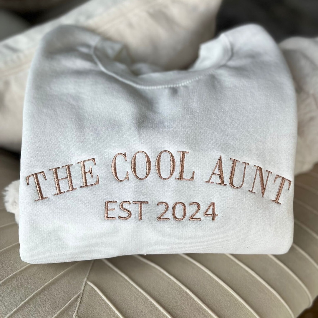 Embroidered Custom the Cool Aunt Sweatshirt, Personalized Aunt Hoodie ...