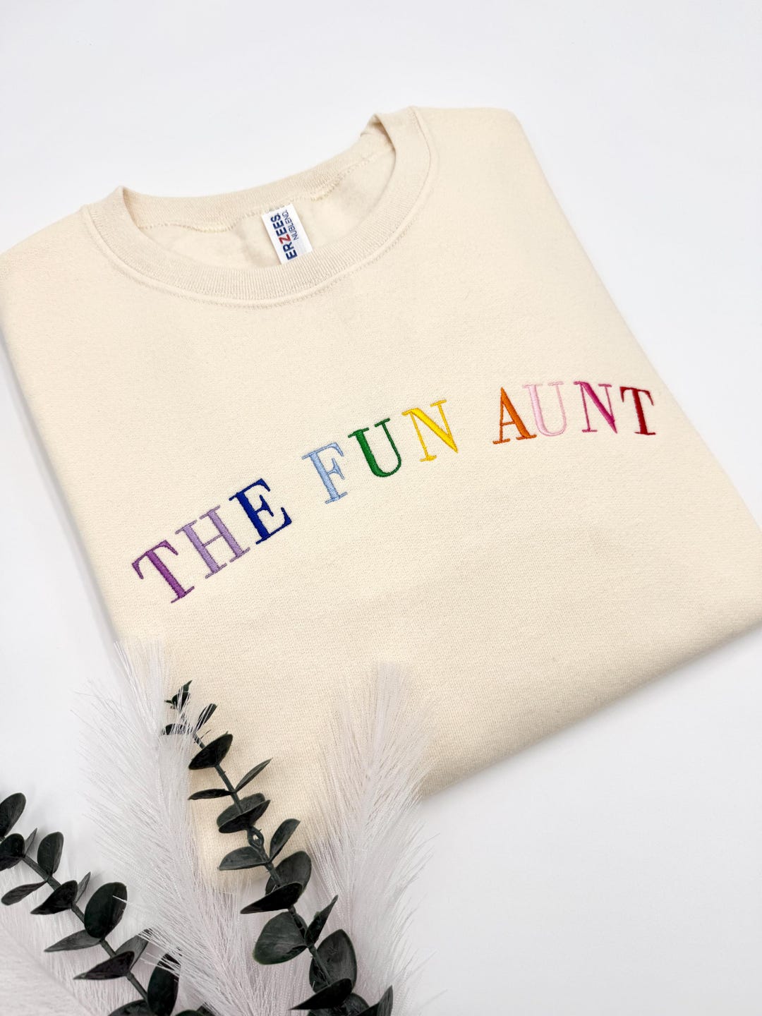 Embroidered Custom the Fun Aunt Sweatshirt, Rainbow Aunt Hoodie With ...