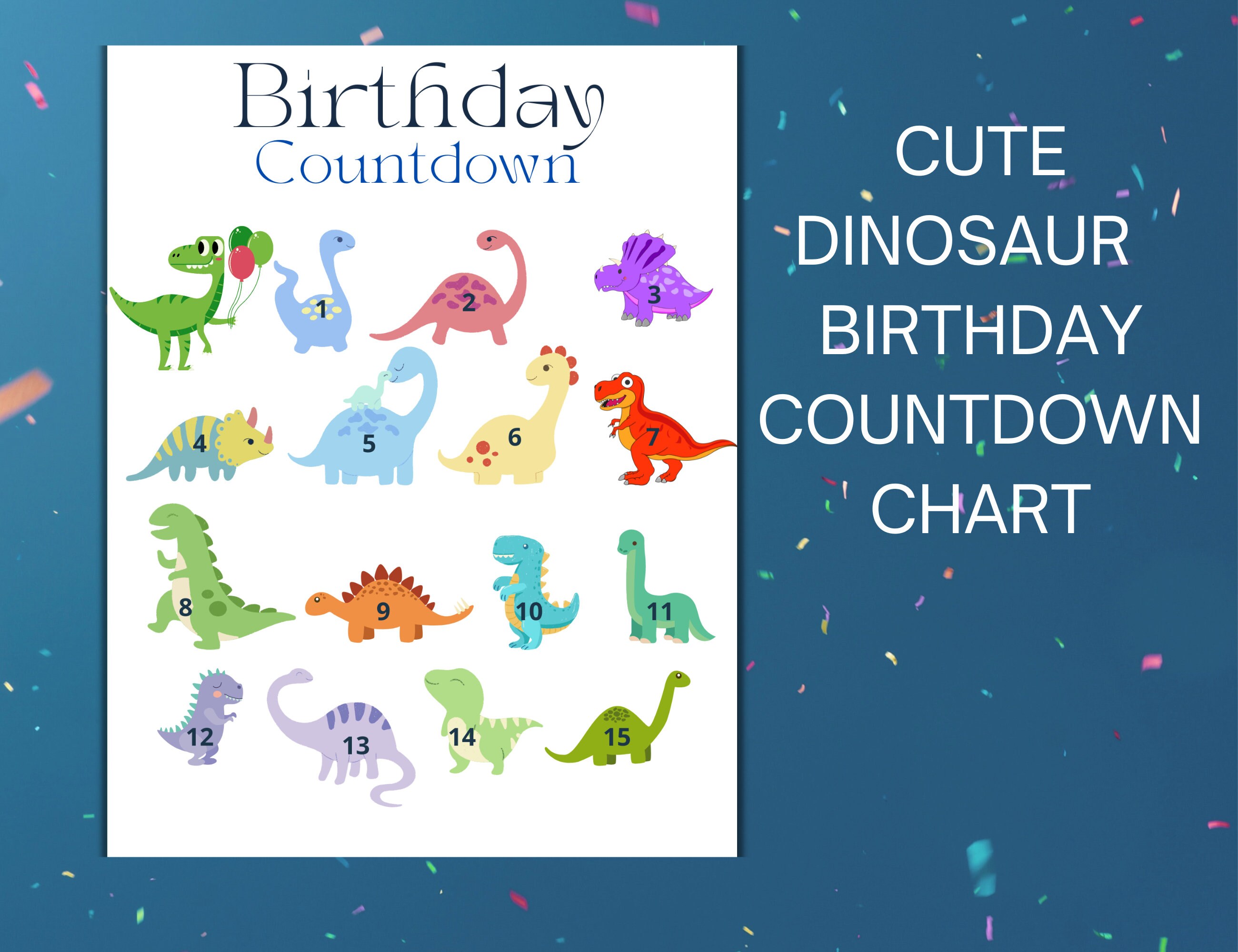 Dinosaur Birthday Countdown Printable, Birthday Countdown Printable ...