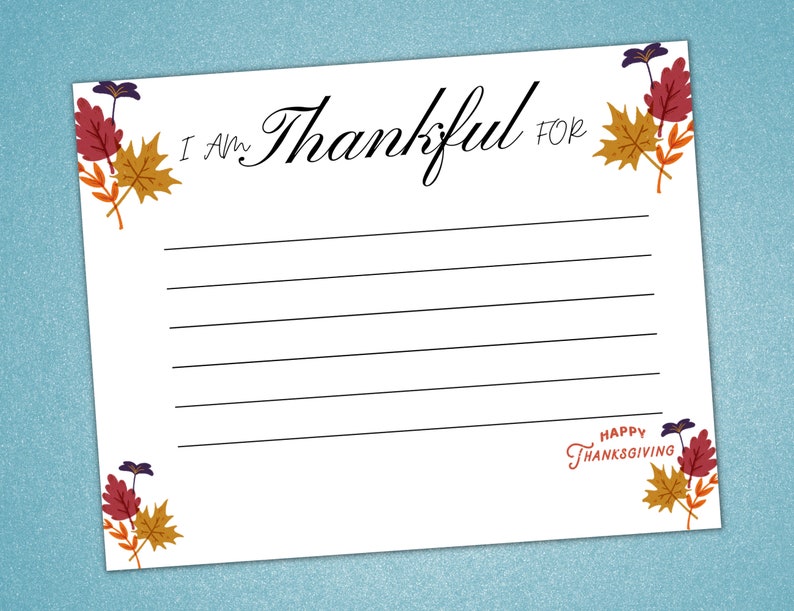 Printable Thanksgiving Card, Happy Thanksgiving Notecard, Fall Cards ...