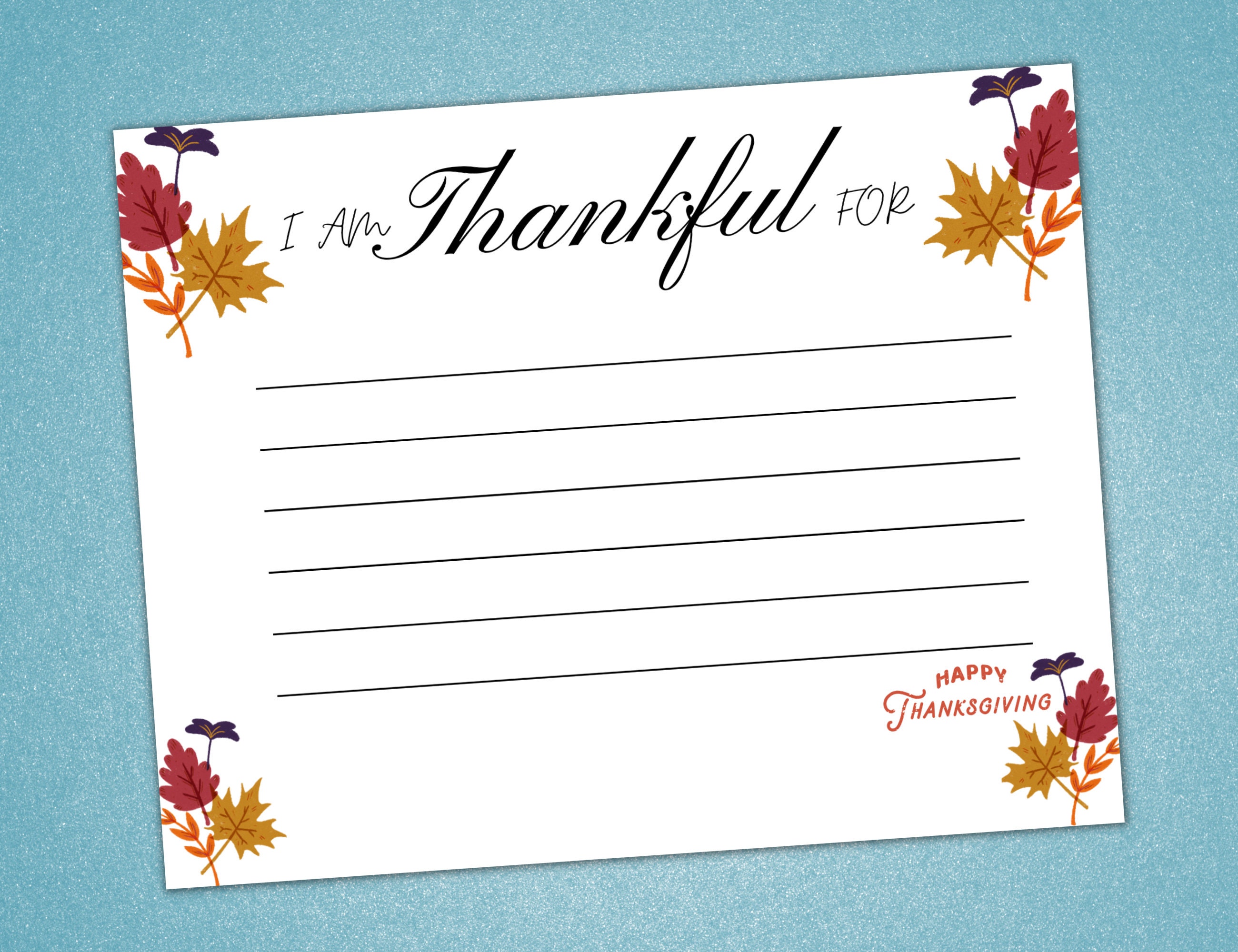 Printable Thanksgiving Card, Happy Thanksgiving Notecard, Fall Cards ...
