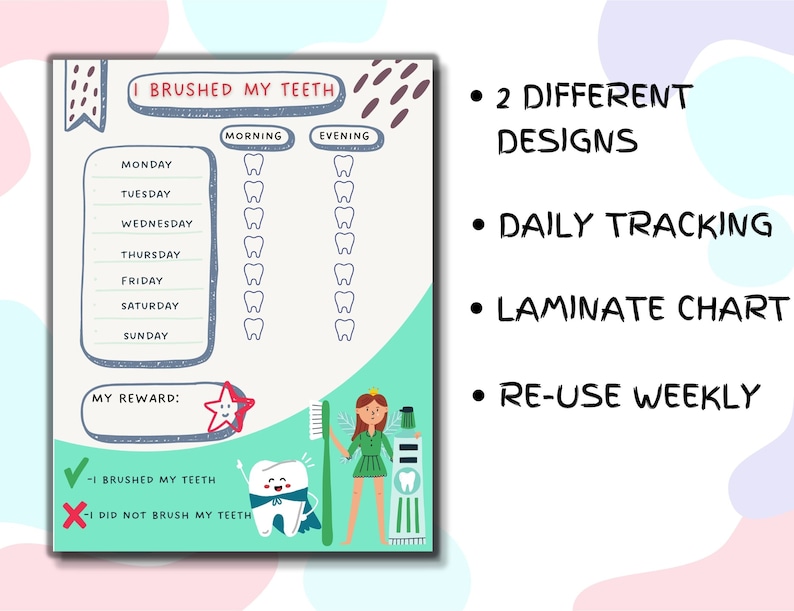 Kids Brushing Chart, Brush My Teeth, Kids Brush My Teeth Chart, Teeth ...