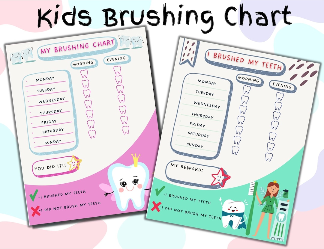Kids Brushing Chart, Brush My Teeth, Kids Brush My Teeth Chart, Teeth ...