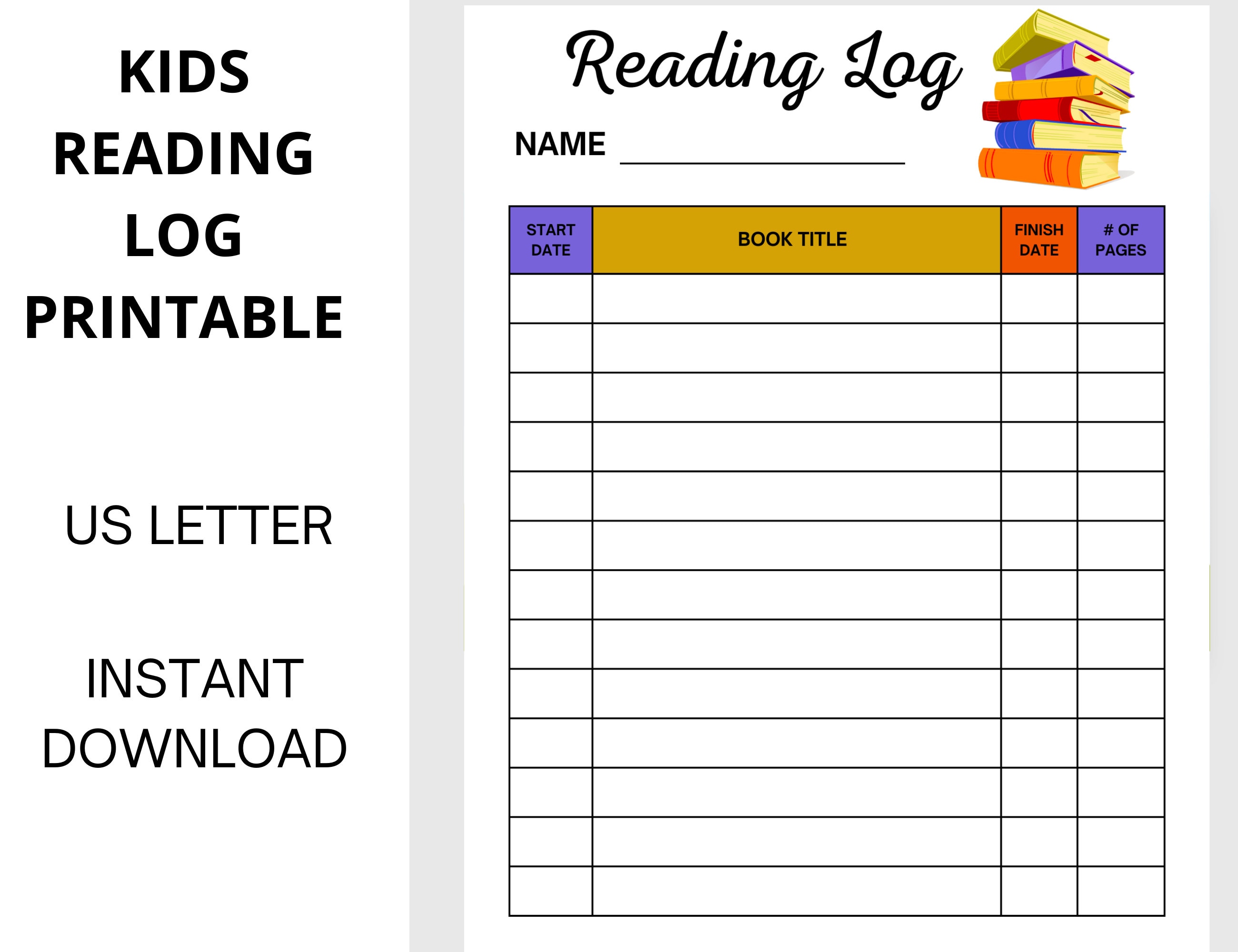 Kids Reading Log Printable, Reading Tracker, Homeschool Reading Log ...