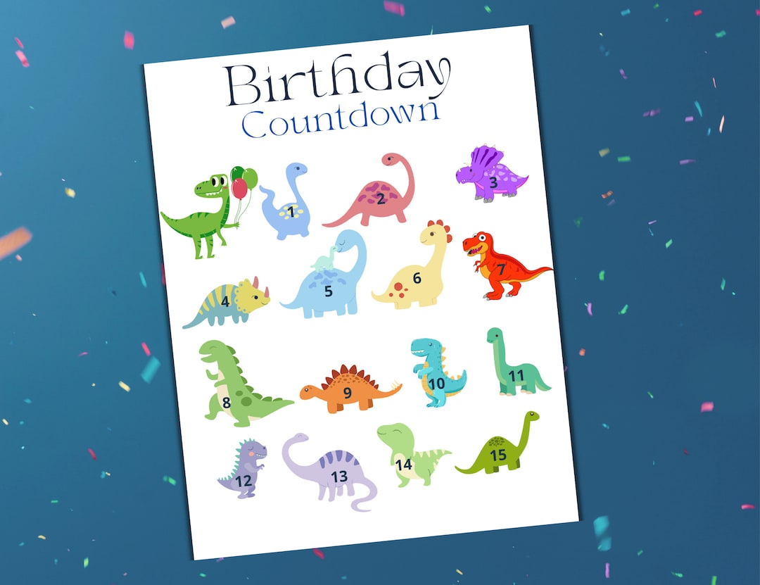 Dinosaur Birthday Countdown Printable, Birthday Countdown Printable, Boys Birthday Countdown ...