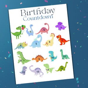 Dinosaur Birthday Countdown Printable, Birthday Countdown Printable ...