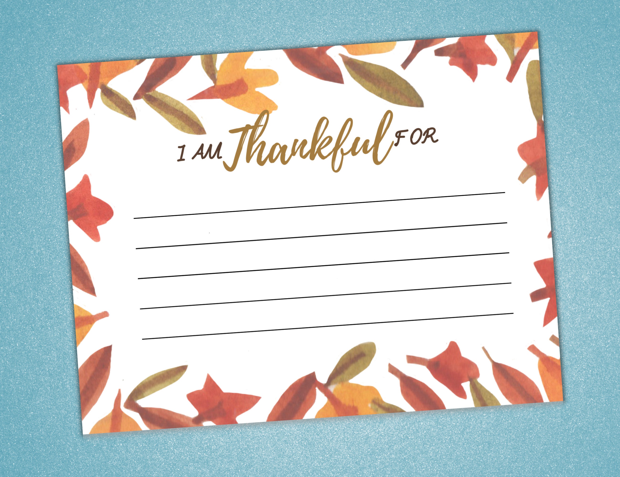 Printable Thanksgiving Card, Happy Thanksgiving Notecard, Fall Cards, Thank You Card, Thankful ...